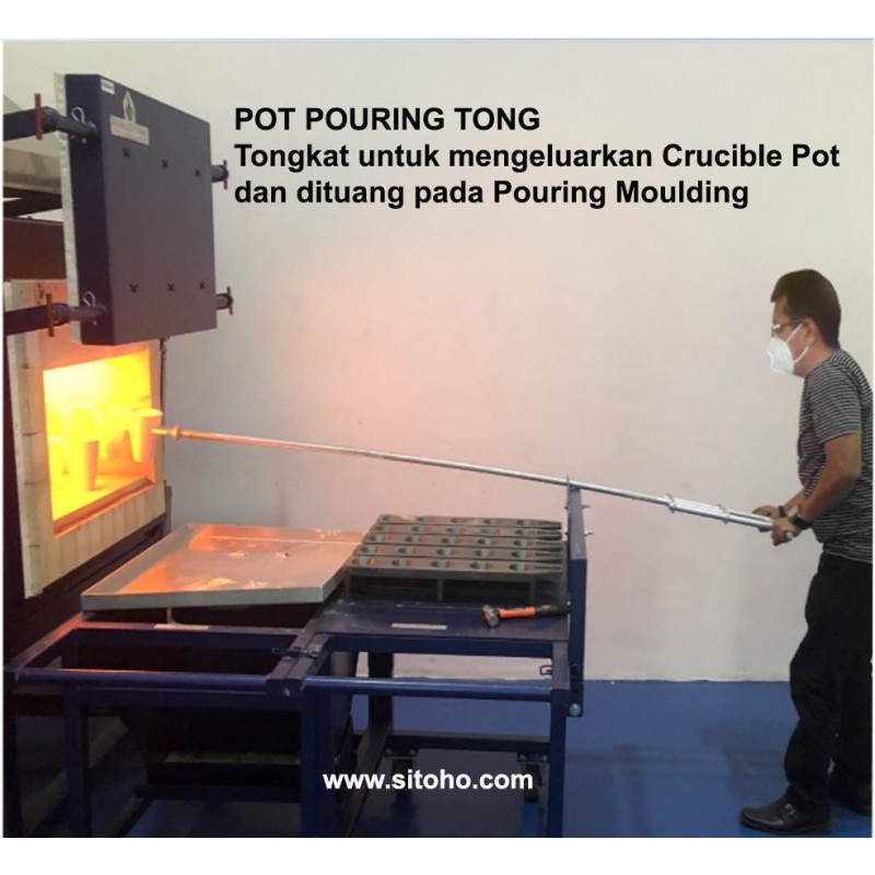 Pot Pouring Tong | Alat bantu mengangkat Crucibles Pots Ke Fusion Furnace